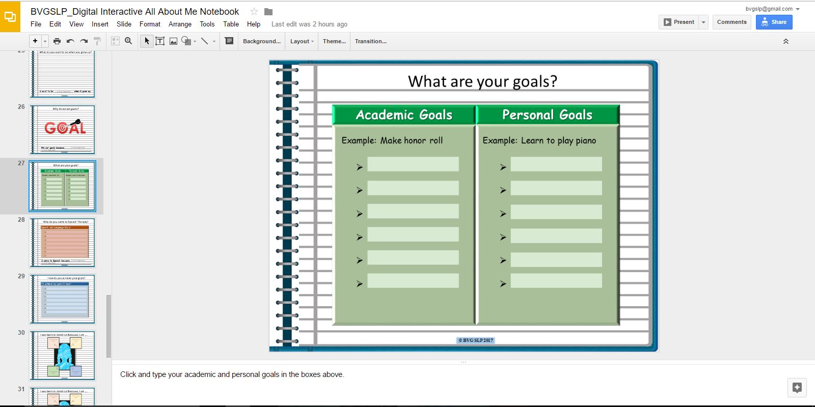 Back To School Google Slides Digital Interactive Notebooks Bvg Slp