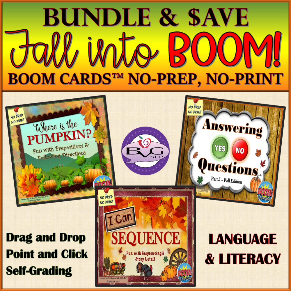 Fall Language and Literacy BUNDLE - BOOM CARDS - BVG SLP