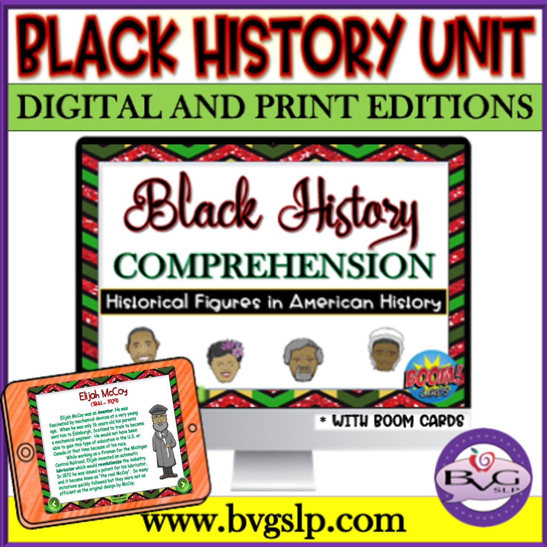 Black History Month BOOM Cards and WORKSHEETS - BVG SLP