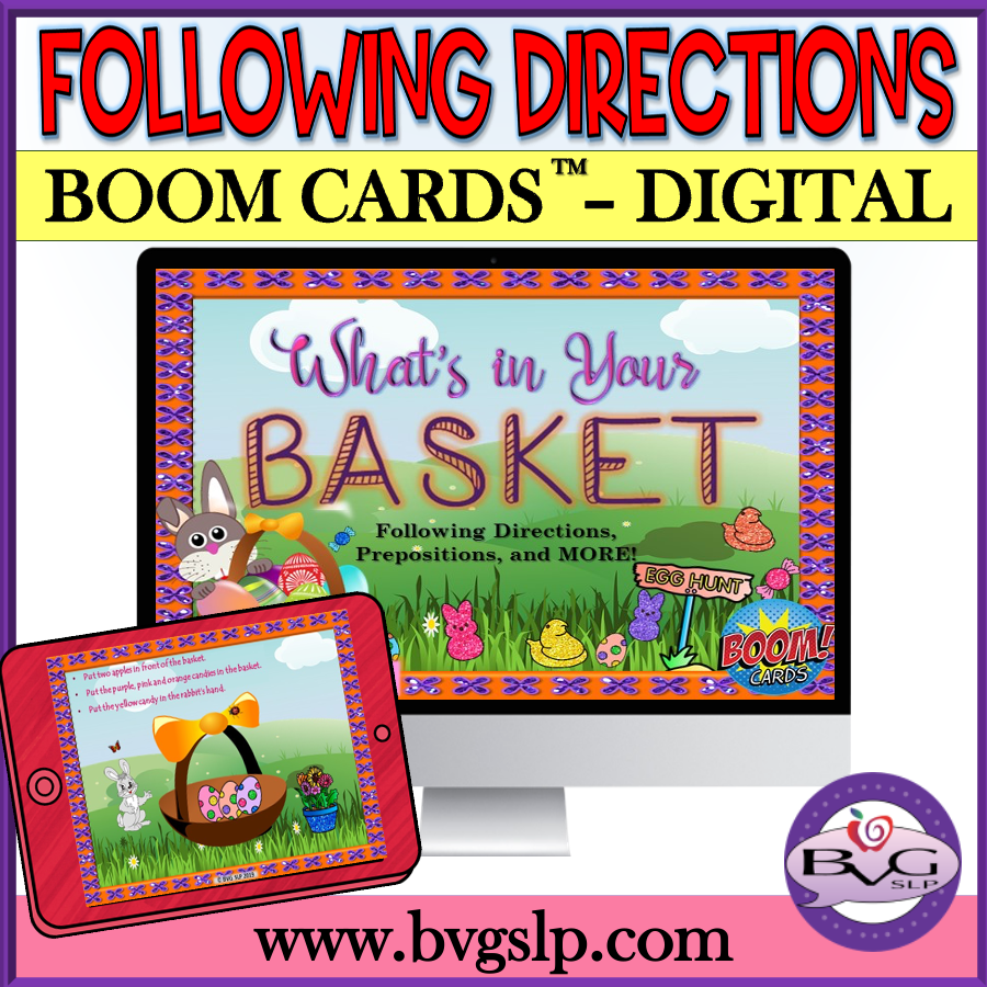 What's in Your Basket: Spring Following Directions BOOM Cards - BVG SLP