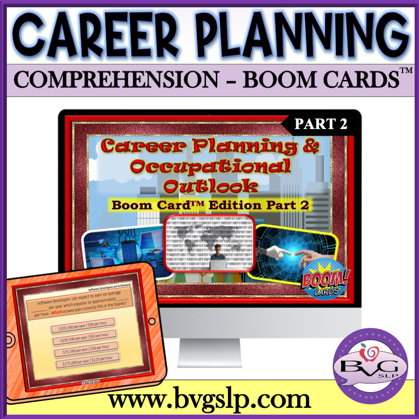 Career Planning Comprehension BOOM CARDS - Technology - BVG SLP