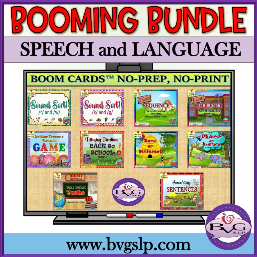BOOMING BUNDLE Speech Language and Literacy - BOOM CARDS - BVG SLP