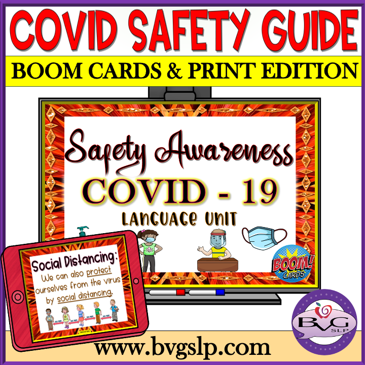 Safety Awareness COVID 19 BOOM CARDS and PDF - BVG SLP